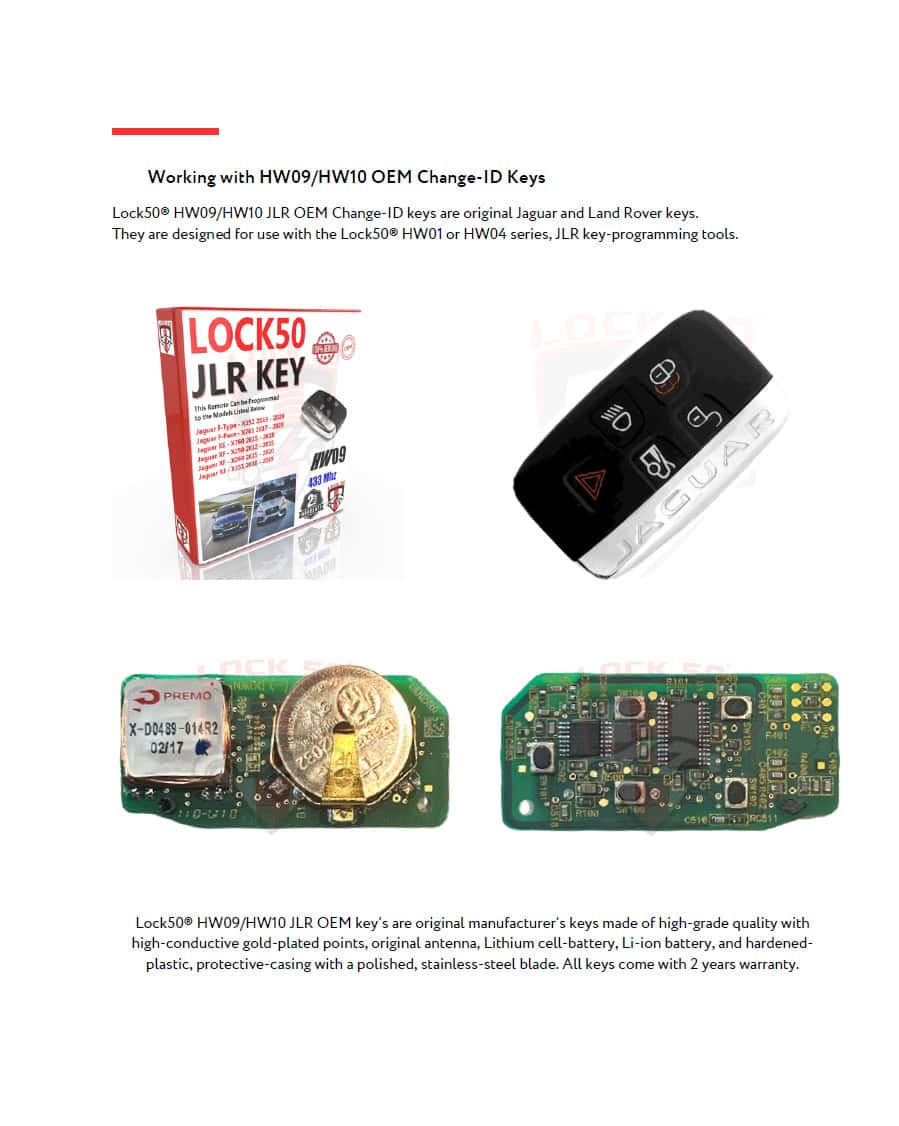 OEM Lock50 HW09 433 Mhz Transponder Emulator Hitag Pro With RKE Keyless ...