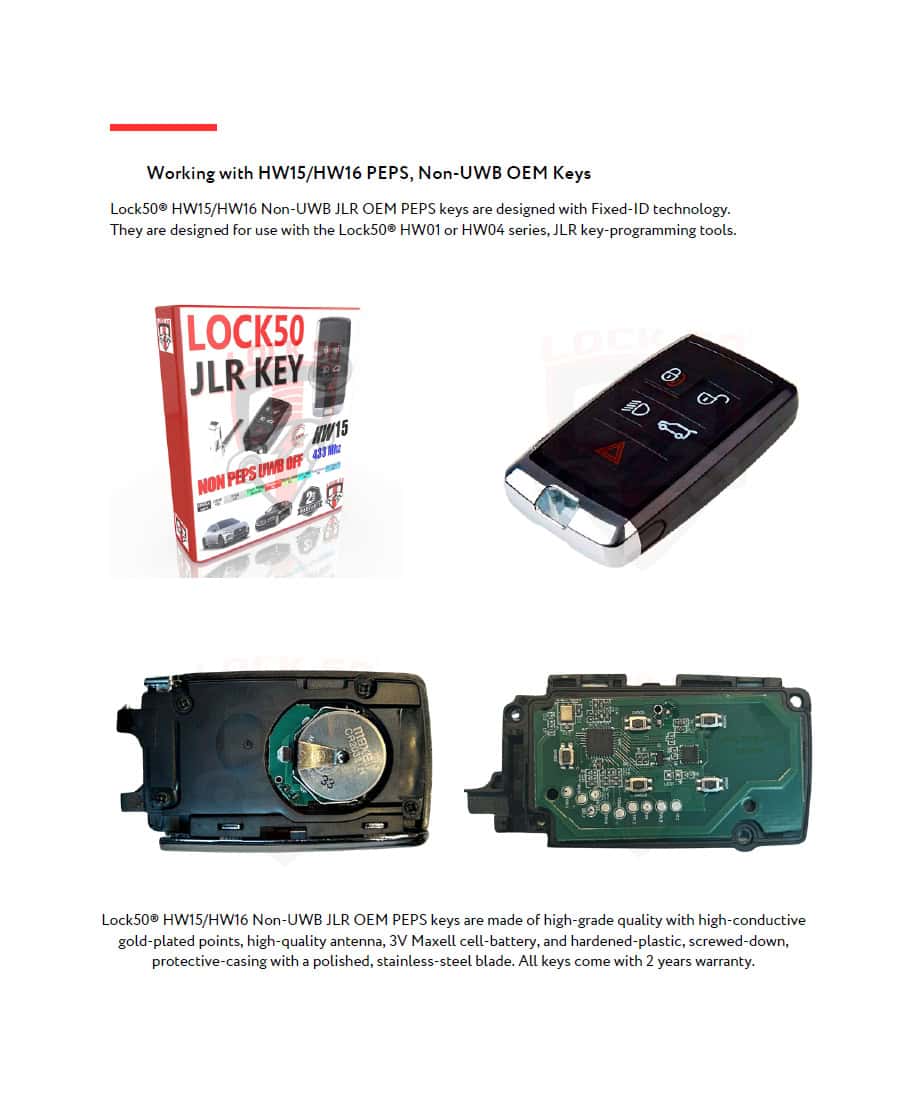 OEM LOCK50 HW15 JLR LAND ROVER PSFOB NON PEPS NCF29A1 433 Mhz Supported ...