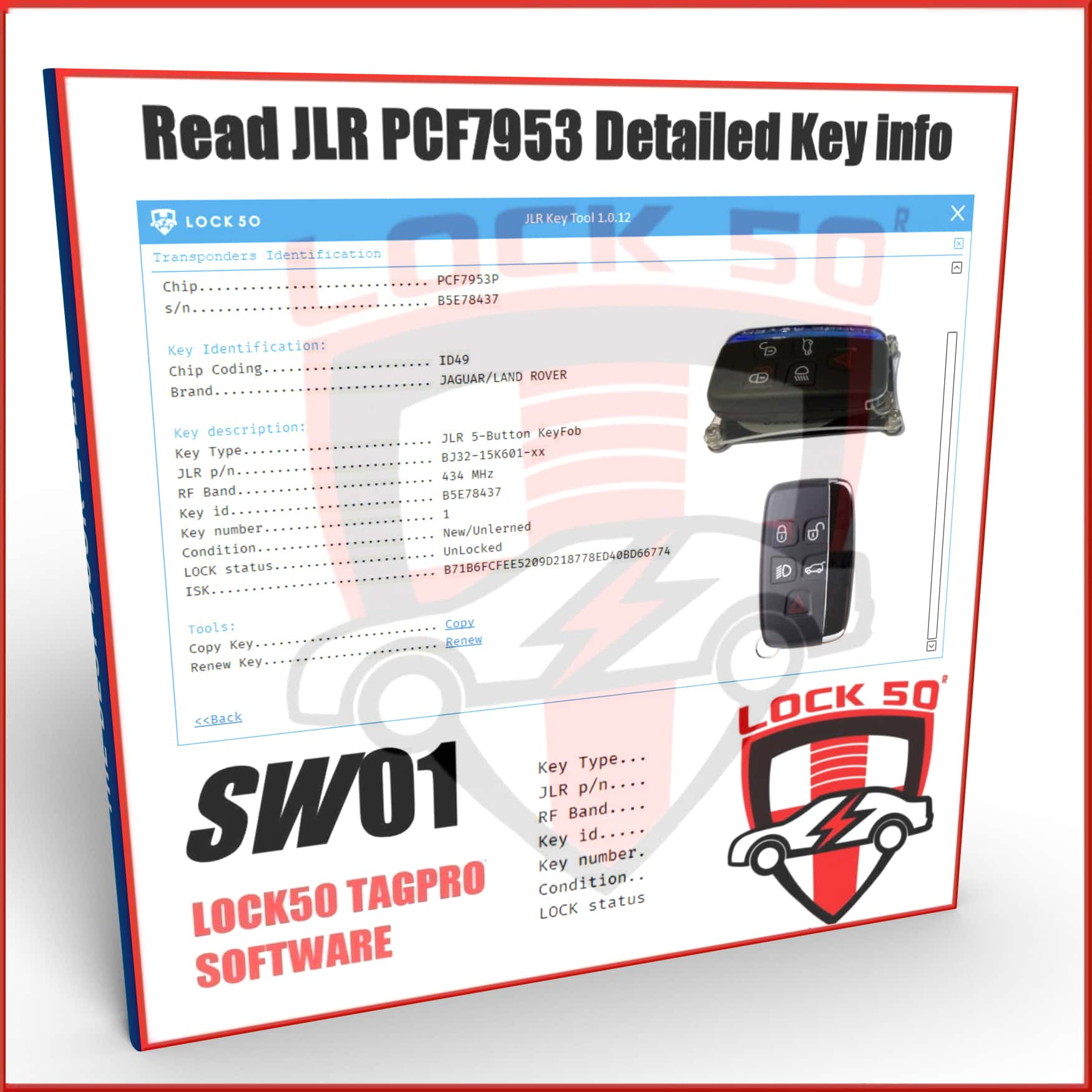 Lock50 JLR Transponder Key Copy & Unlocking & Change ID Emulator ...